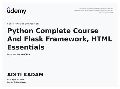 🎉 Just Completed The Python Complete Course And Flask Framework Html Essentials From Udemy