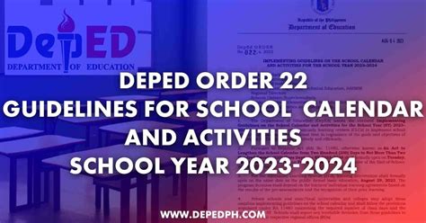 Deped Order 22 Implementing Guidelines On The School Calendar And Activities For The School