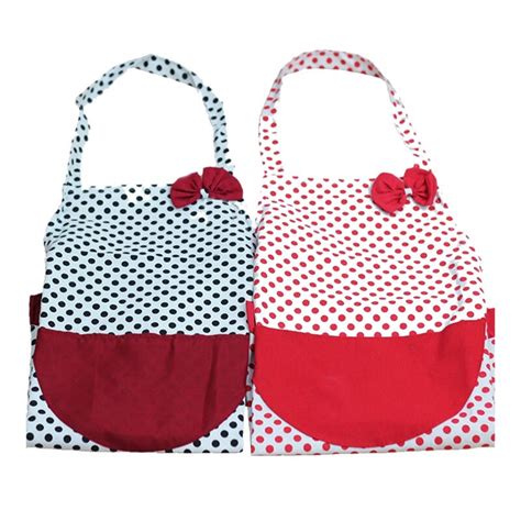 Cotton Dot Kitchen Apron Woman Cooking Salon De Pi Vicedeal