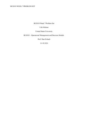 ACT514 Week 8 Assignments WEEK 8 ASSIGNMENTS ACT514 MANAGERIAL