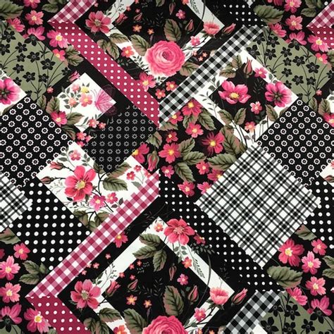 Patchwork Print Fabric By The Yard Geometric Floral Plaid Etsy Patchwork Print Fabric By The Yard Geometric Floral Plaid Etsy