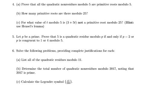 Solved A Frove That All The Quadratic Nonresidhcs Modulo Are