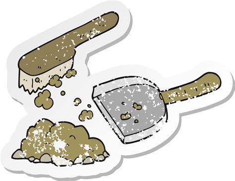 Retro Distressed Sticker Of A Cartoon Dust Pan And Brush 45163907 PNG