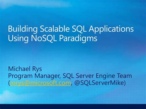 Building Scalable Sql Applications Using Nosql Paradigms Ppt