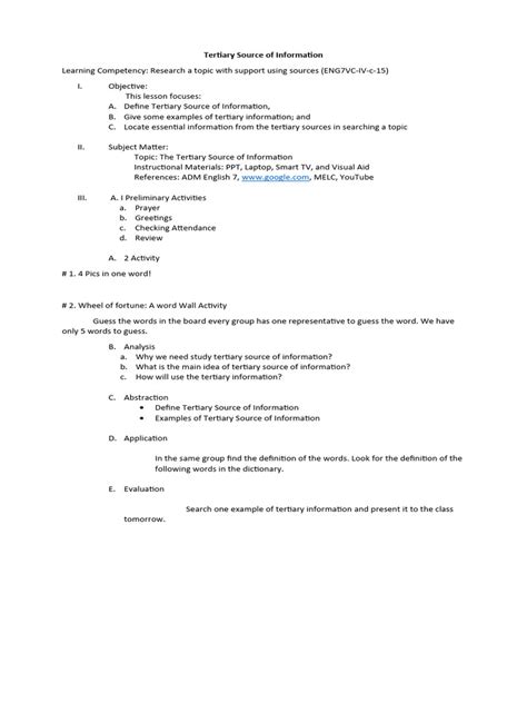 Tertiary Source Of Information Final Demo Pdf