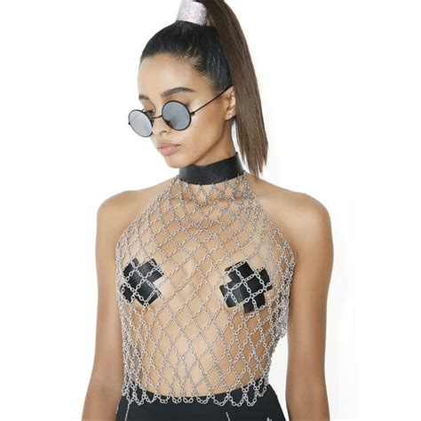 Chainmail Halter Top With Leather Collar 54 Liked On Polyvore