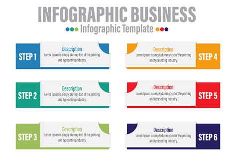 6단계 단계 로드맵 옵션 이정표 타임라인 프로세스 또는 워크플로가 포함된 6개의 옵션 종이 메모 모양 요소 비즈니스 데이터 시각화 프리젠테이션을 위한 창의적인 단계 인포
