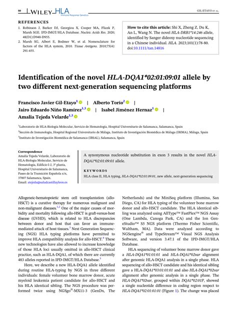 Identification Of The Novel Hla‐dqa1 02010901 Allele By Two Different Next‐generation
