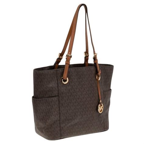 Michael Kors Brown Signature Coated Canvas And Leather Jet Set Tote Michael Kors The Luxury Closet