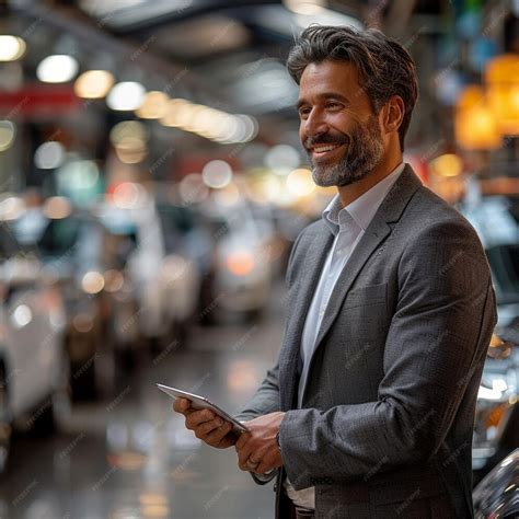 Premium Photo Car Dealership Sales Associate Presents Models To