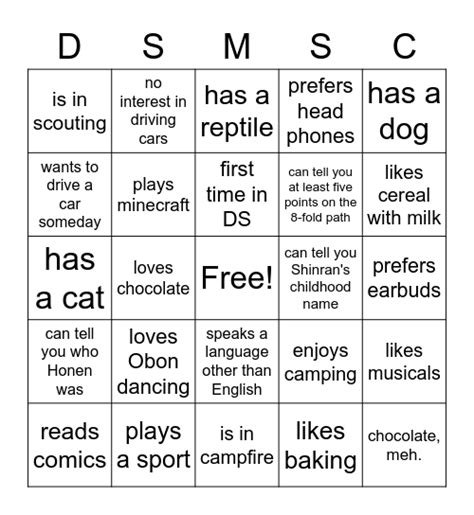 find someone in middle school who bingo card
