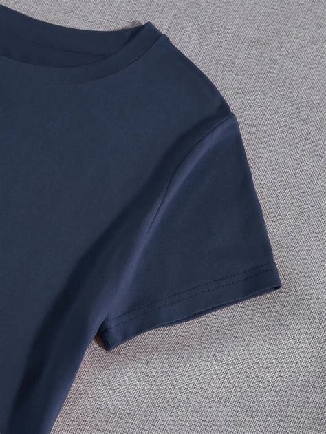 Shein Lune Casual Round Neck Short Sleeve T Shirt With English Letter