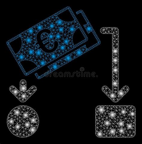 Bright Mesh Network Euro Cash Flow With Flash Spots Stock Vector