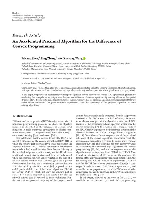 Pdf An Accelerated Proximal Algorithm For The Difference Of Convex Programming