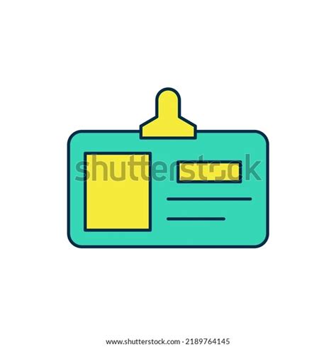 Filled Outline Identification Badge Icon Isolated Stock Vector Royalty