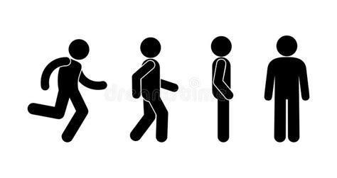 Man Runs Walks Stands People Icon Isolated Human Silhouettes Stick