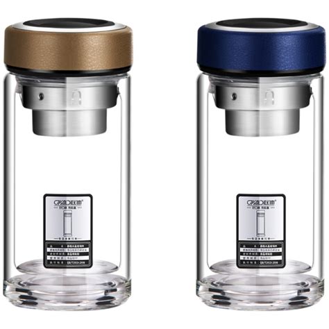 匡迪双层玻璃杯随手泡茶杯男女家用加厚隔热茶杯便携车载水杯定制 虎窝淘