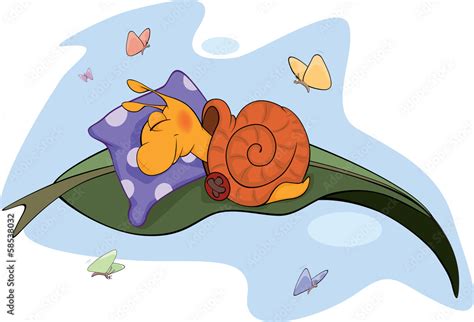 Sleeping Snail Cartoon Stock Vector Adobe Stock