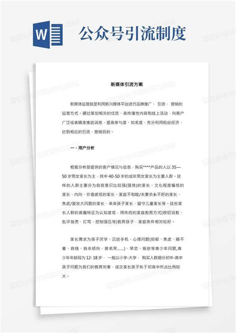 新媒体引流方案Word模板下载 编号qzbggjvg 熊猫办公