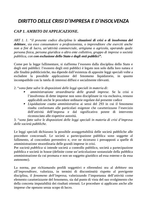 Riassunto Del Manuale Di Diritto Della Crisi Di Impresa Di Dattorre G