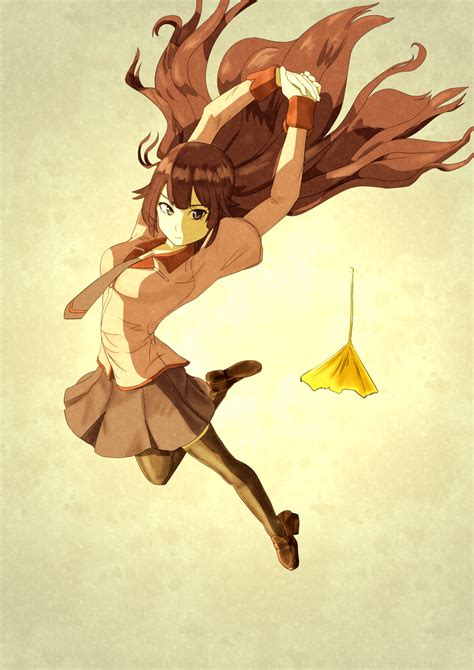 Safebooru 1girl Arms Up Bakemonogatari Blue Eyes Breasts Brown