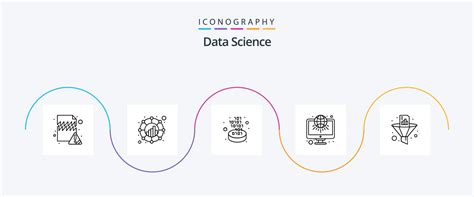 Data Science Line 5 Icon Pack Including Analytics Infrastructure Network Global Gate
