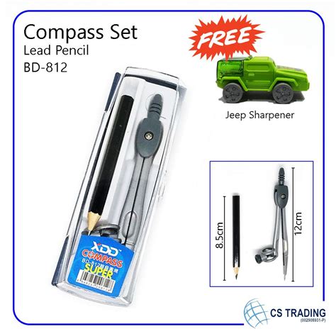 Free Sharpener Compass Set With Lead Pencil Shopee Malaysia