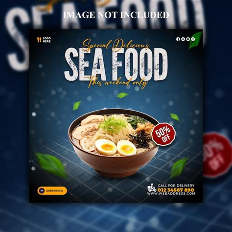 Psd 맛있는 해산물 레스토랑 메뉴 소셜 미디어 배너 또는 인스타그램 게시물 템플릿 디자인 프리미엄 Psd 파일
