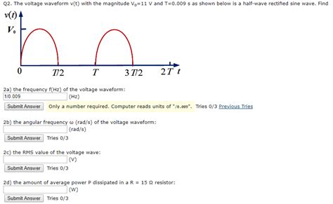 Solved Q2 The Voltage Waveform Vt With The Magnitude