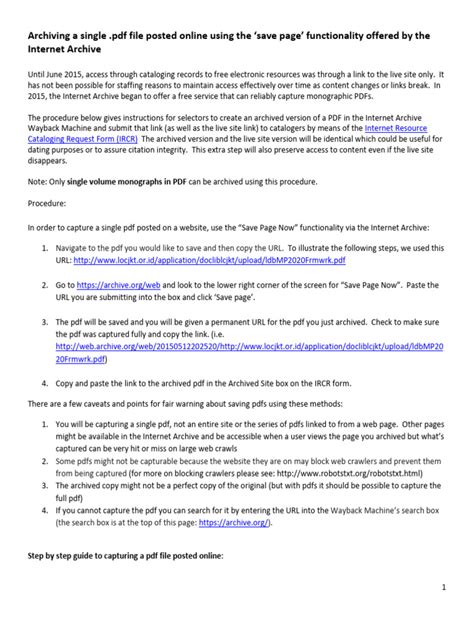 archiving pdfs using the internet archive wayback machine pdf