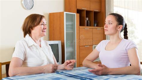Mother And Daughter Having Conversation Stock Image Image Of Hurt