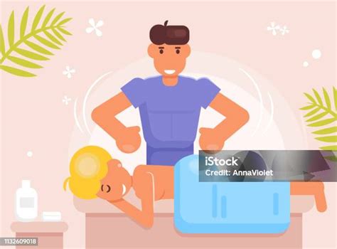 Kembali Pijat Vector Kartun Seni Terisolasi Datar Ilustrasi Stok