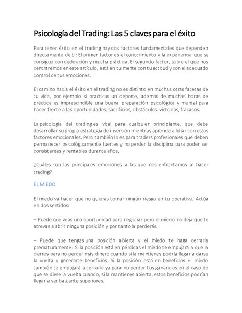 Psicología Del Trading 5 Claves Para El Exito Psicología Del Trading