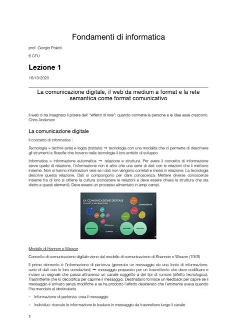 Fondamenti Di Informatica Appunti Docsity