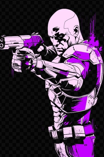 Premium Psd Cyborg Commando With Dual Energy Pistols In A Dynamic