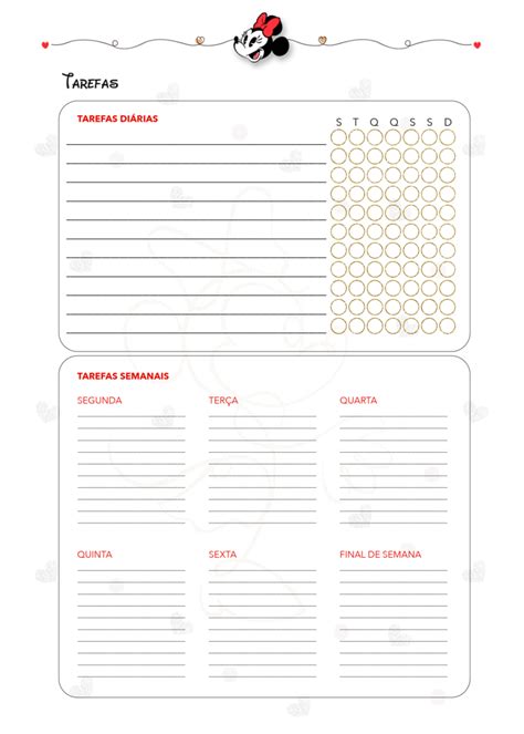 Tarefas Planner Minnie 25 Fazendo A Nossa Festa