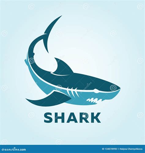 Shark Character Silhouette Shark Icon Side View Stock Vector
