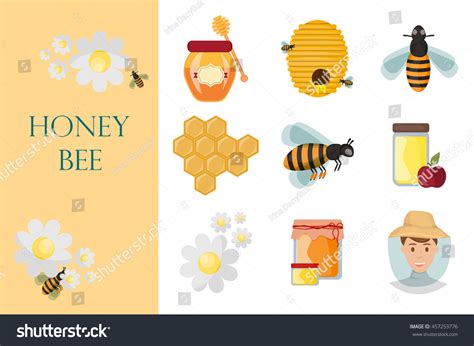 Icons Apiaries Bee Vector Bee Flying Stock Vector Royalty Free