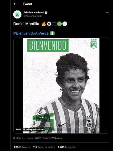 ¡oficial Daniel Mantilla Es Nuevo Jugador De Atlético Nacional Infobae