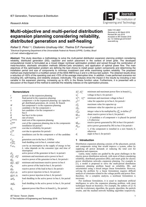 Pdf Multi Objective And Multi Period Distribution Expansion Planning