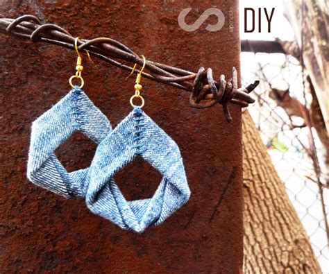 Upcycled Denim Earrings Diy Jewelry Tutorial By Upmade 8 Steps With