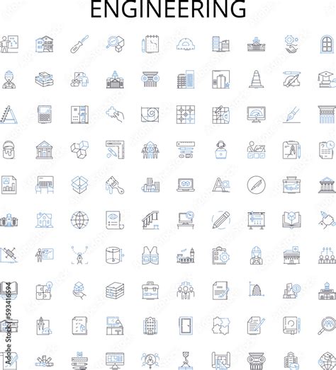 Engineering Outline Icons Collection Engineering Design Construct Create Develop Assemble