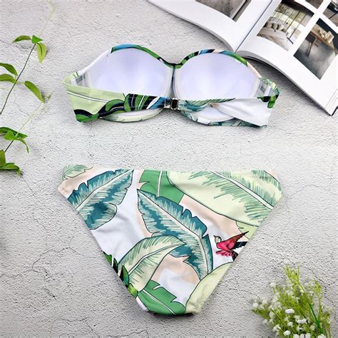 Sexy Leaf Print Bikini Retro Tropical Palm Swimsuit Primebikinibk