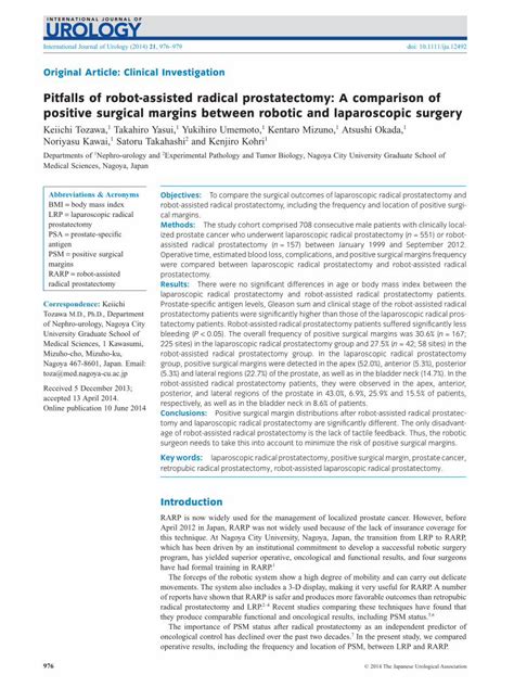 Pdf Pitfalls Of Robot Assisted Radical Prostatectomy A Comparison Of
