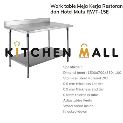 Jual RWT E Meja Stainless Steel W Backsplash Untuk Dapur Meja