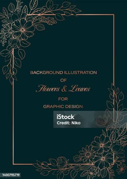 꽃과 나뭇잎 프레임 디자인 이끼 녹색 배경에 핑크 골드 선 그리기 우아에 대한 스톡 벡터 아트 및 기타 이미지 우아 생일 생일 카드 Istock