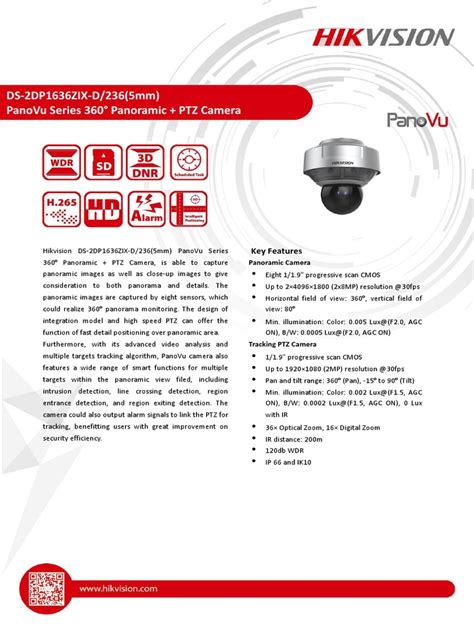 Datasheet of DS-2DP1636ZIX-D236 (5mm) 20180817 | PDF | Camera ...