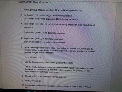 Solved 1 Which Positive Integers Less Than 12 Are