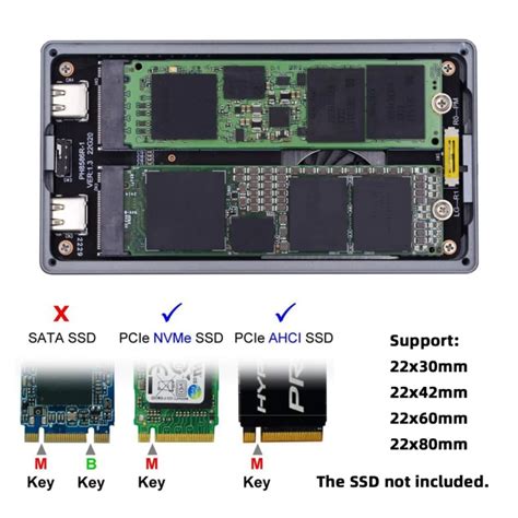 Dual M NVME SSD RAID Array Mobile Hard Drive Enclosure Dark Gray Bigupgadgets