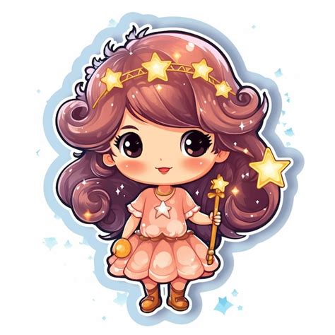 Premium Ai Image Cartoon Girl With A Wand And Stars In Her Hair